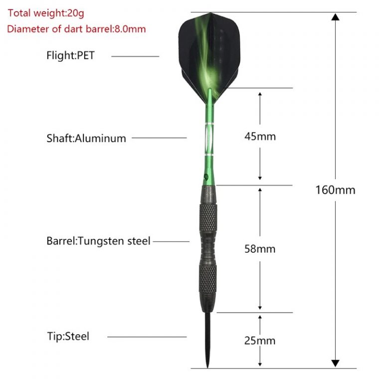 Big Green Man Steel darts and 3Pcs with Professional Dart Dimensions ...
